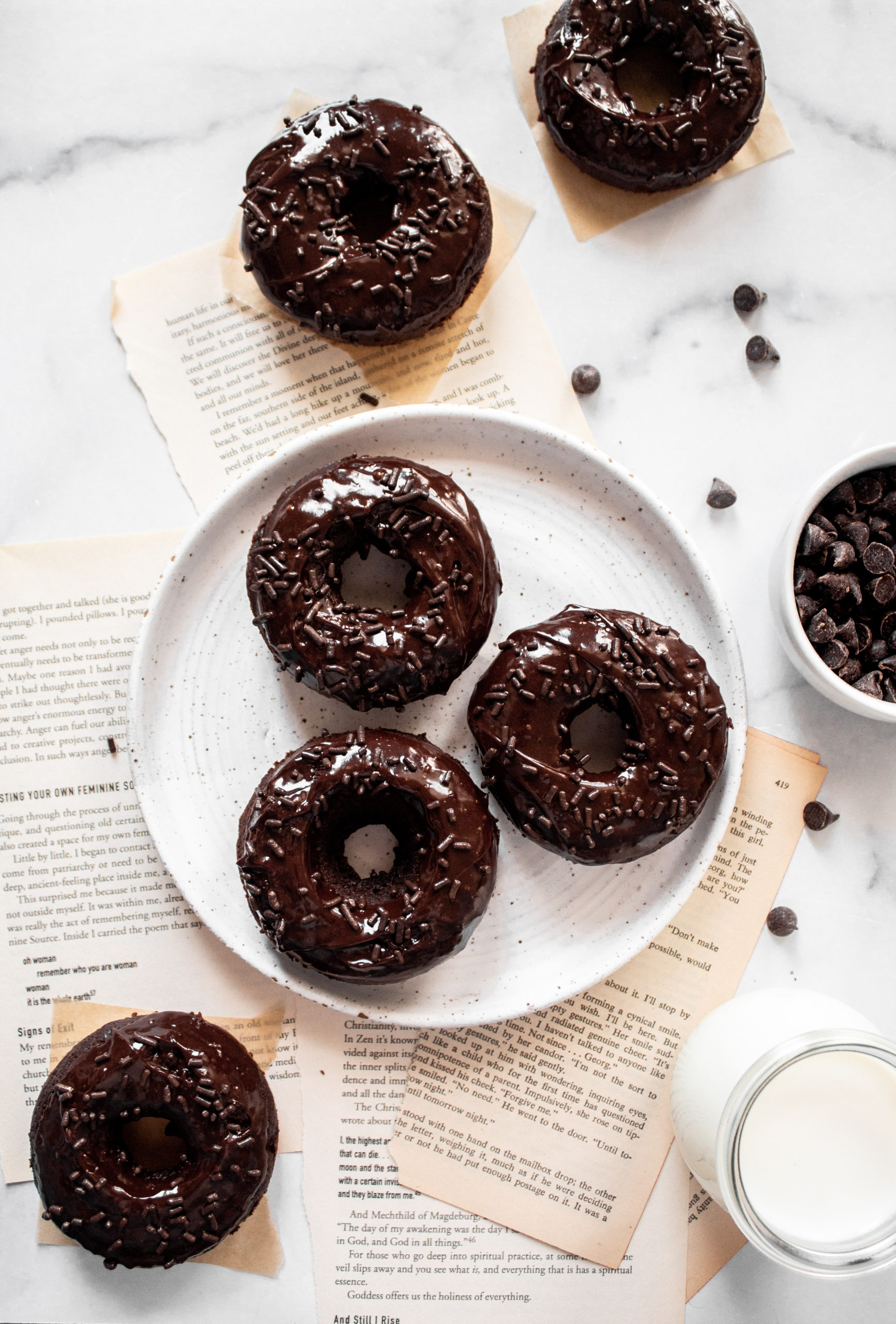 Small Batch Baked & Glazed Chocolate Donuts - Mitten & Spoon